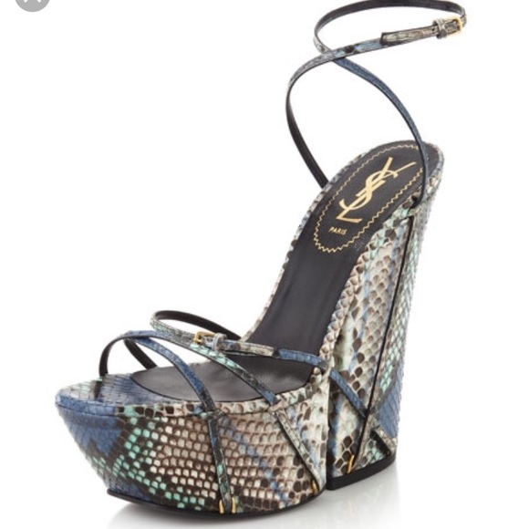 Yves Saint Laurent | Shoes | Ysl Baobab Platform Snakeskin Wedge Sandal ...